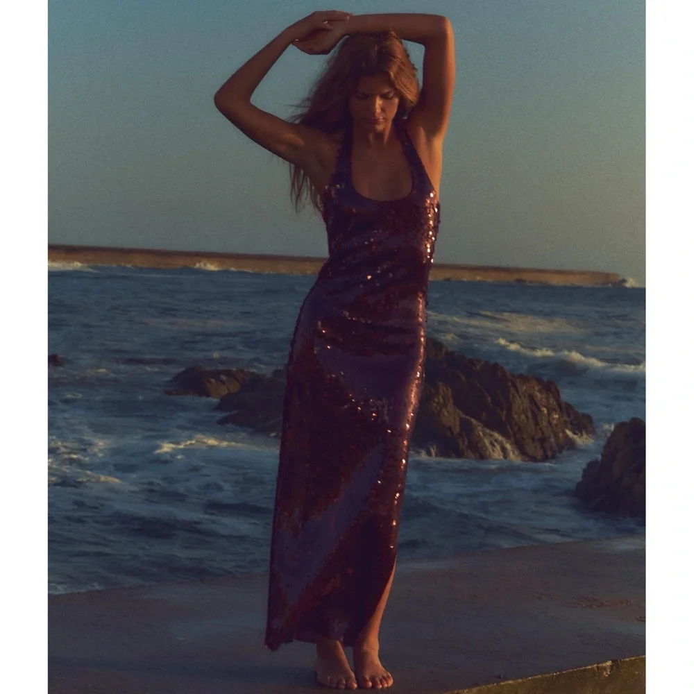 Zara | Dresses | Zara Sequin Halter Dress | Poshmark